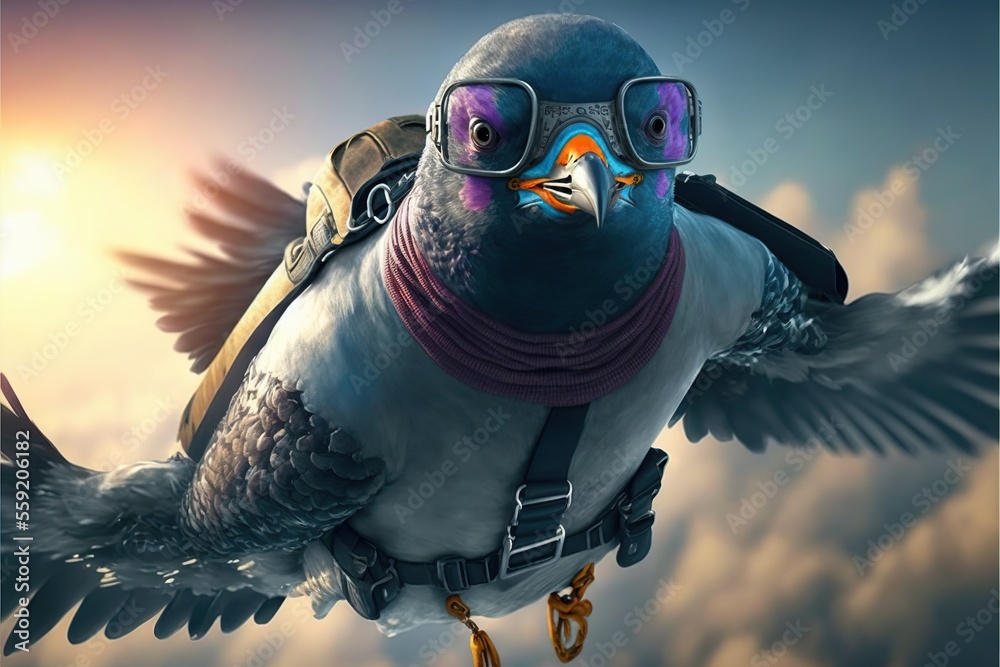 Badass pigeon skydiving, concept of not using abilities that you have ...