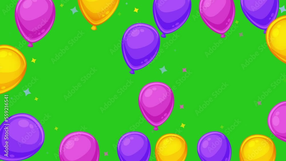2D Animated Balloons reveal With Stars on the background, Kids Animated ...