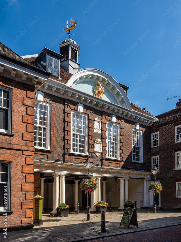 ROCHESTER, KENT, UK - SEPTEMBER 13, 2019: The front facade of Rochester ...