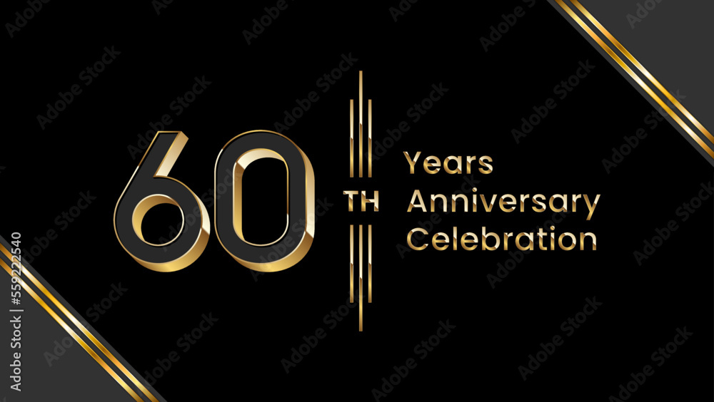60th Anniversary. Anniversary template design with golden text for ...