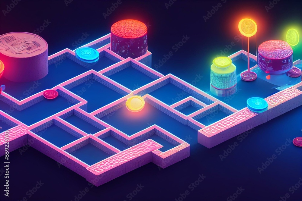 2d Arcade Game Level Map Interface Platform Stairs Coins Bonus And