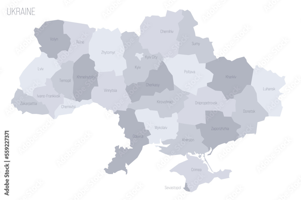 Ukraine political map of administrative divisions - regions, two cities ...