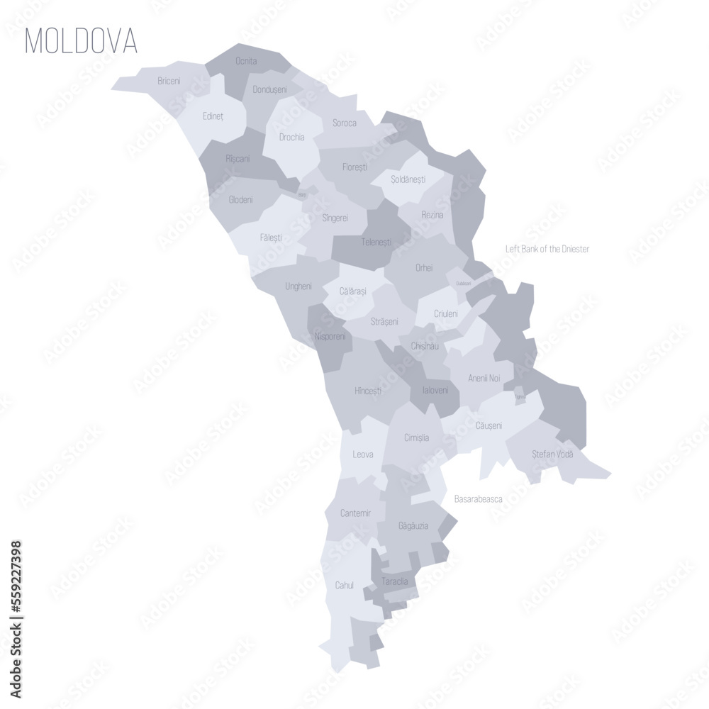 Moldova political map of administrative divisions - districts ...