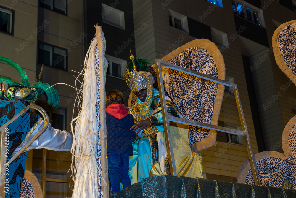 Pamplona, Spain; January 1, 2023: The Three Kings Parade is celebrated ...