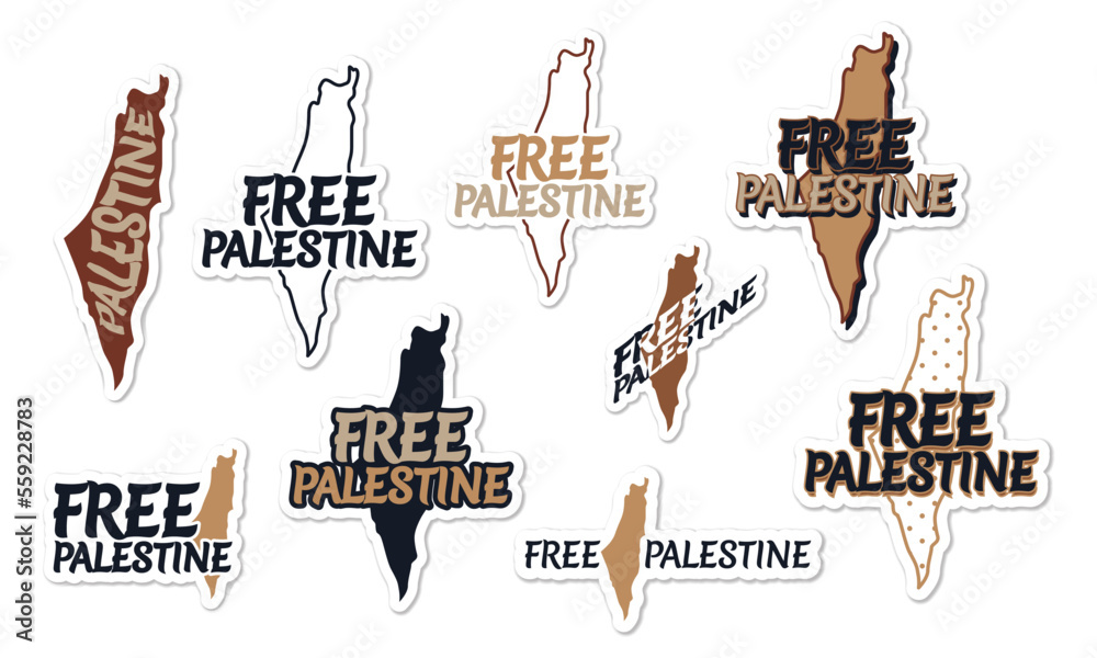 Collection of Free Palestine stickers Stock Vector | Adobe Stock