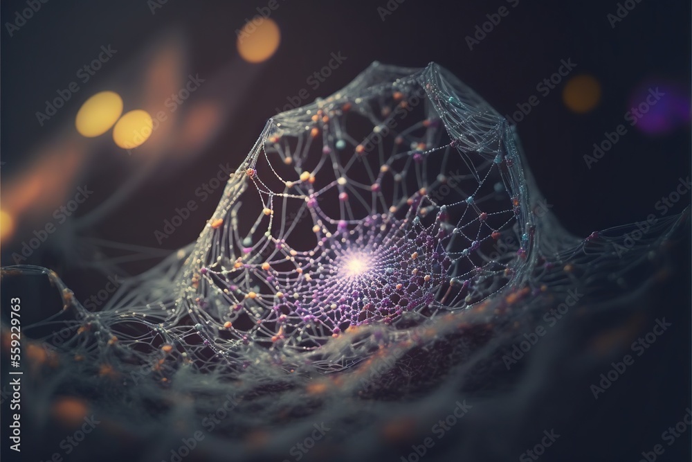 a spider web with a purple light in the middle of it Stock Illustration ...