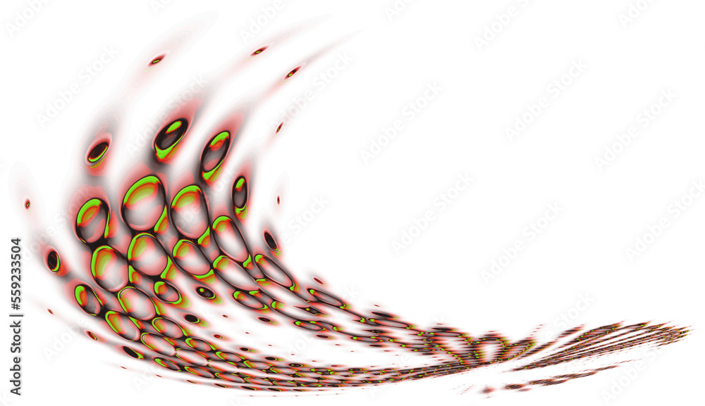 A waving feather from a peacock's tail. Wave bending of translucent ...