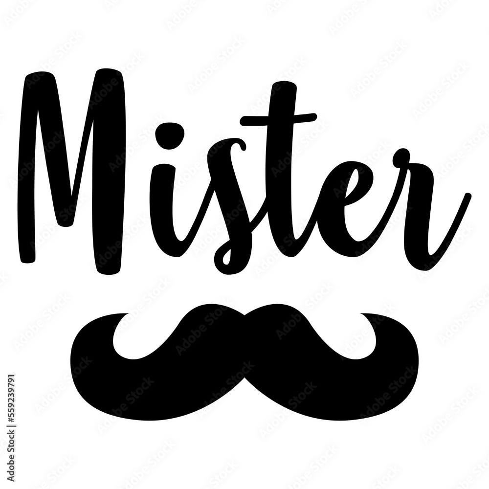 Letras de la palabra Mister con silueta de bigote. Texto manuscrito ...