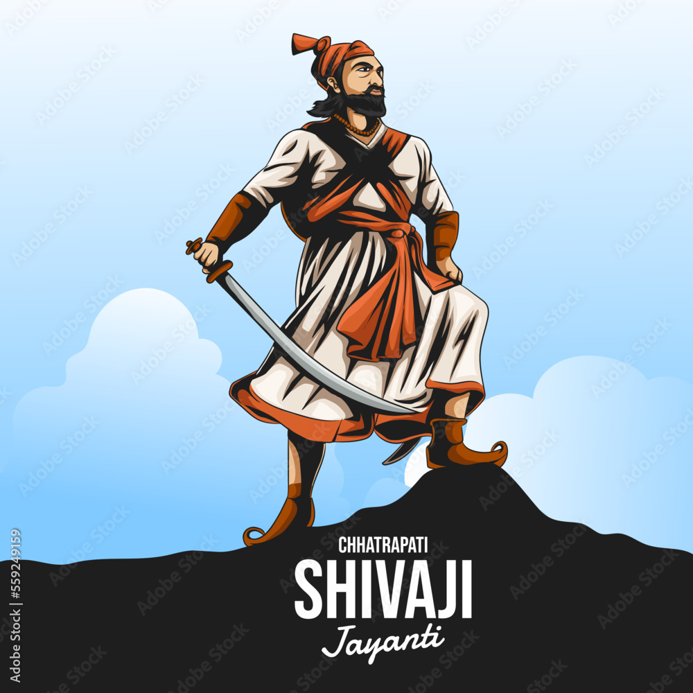 Vector of Chhatrapati Shivaji Maharaj Jayanti, Indian Maratha warrior ...