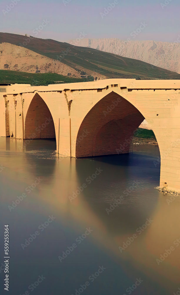 Abbasi stone bridge over the Zab River, Iraq, Kurdistan- Created with ...