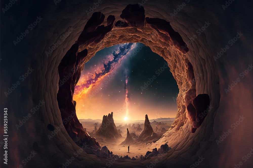 Galactic Cave: Surreal Architectural Landscapes, Energetic Rim Light ...