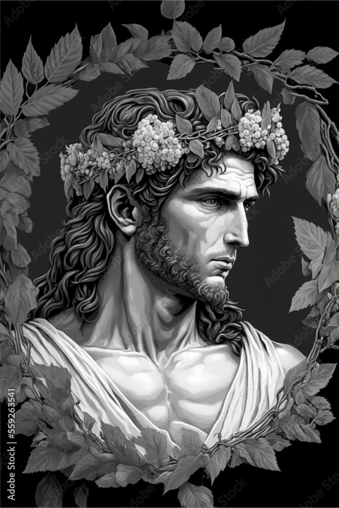 Dionysus, god of wine, parties, fruits, from the mythology of Ancient ...