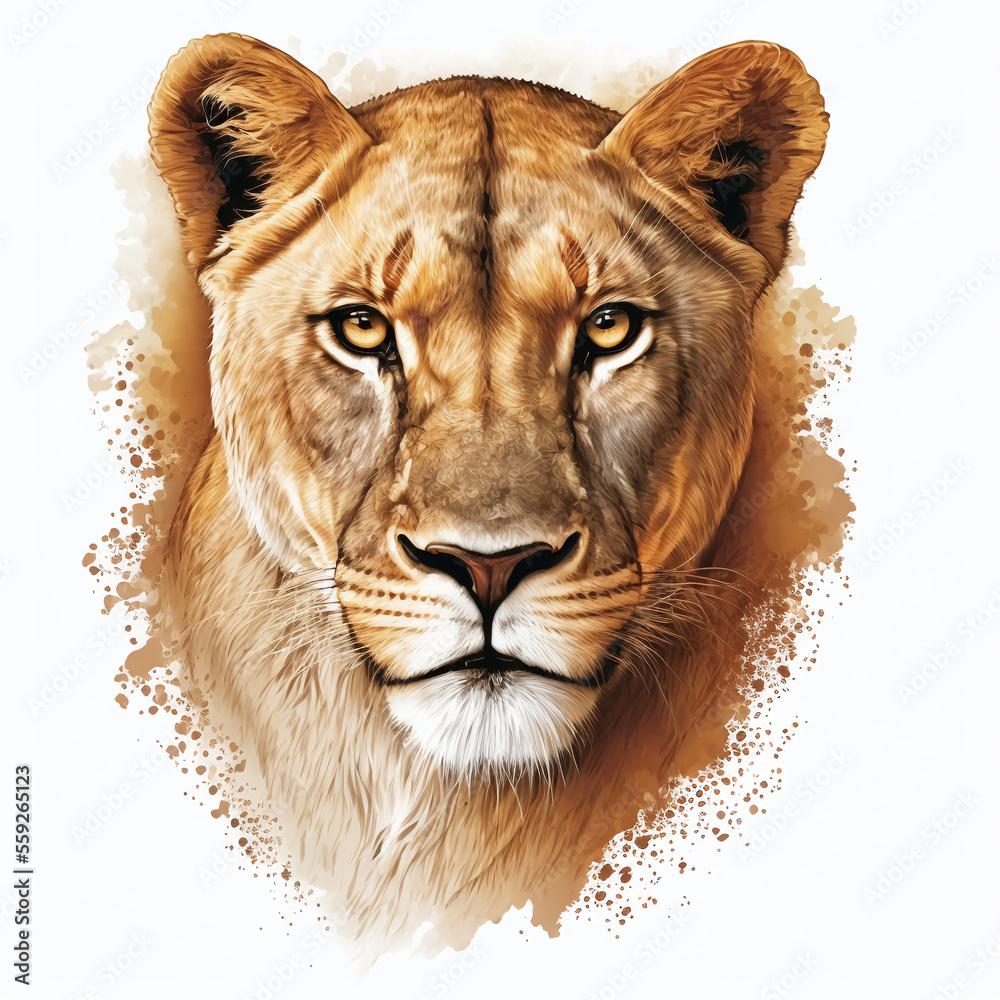 Lioness, female of the lion, for logo or design. Generative AI. Stock ...