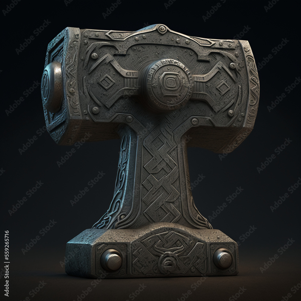 Mjolnir, the hammer of Thor. Norse mythology concept. Generative AI ...