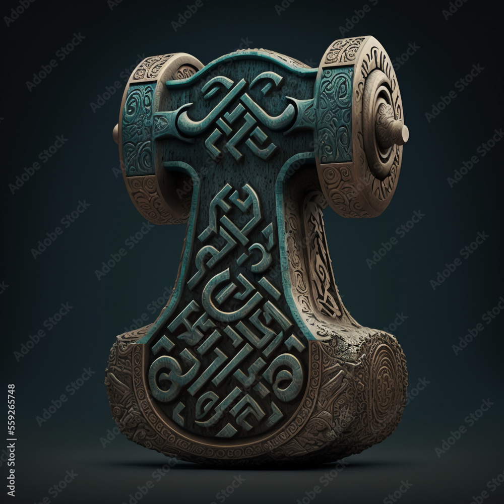 Mjolnir, the hammer of Thor. Norse mythology concept. Generative AI ...