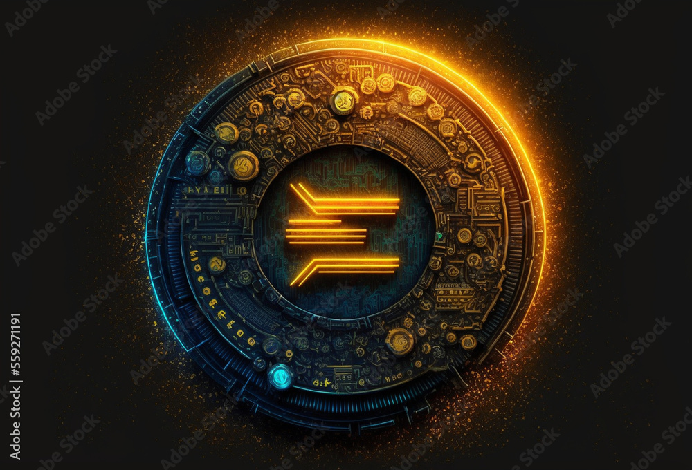 abstract icon of an e-symbol with further fictitious symbols and design ...