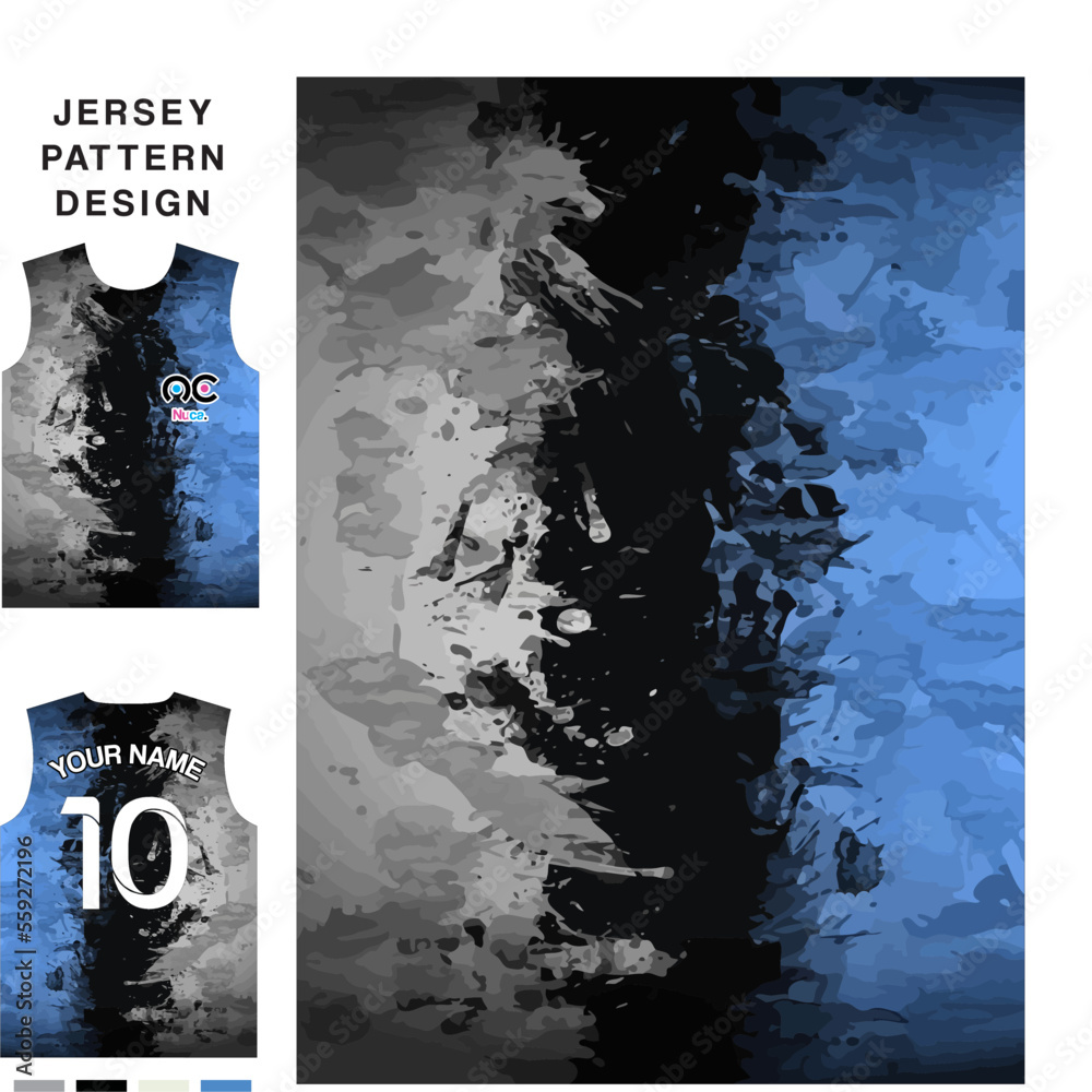 Abstract grunge grey, black and blue concept vector jersey pattern ...
