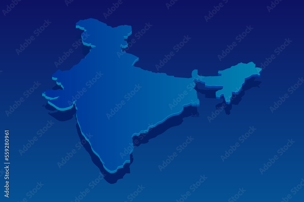 map of India on blue background. Vector modern isometric concept ...