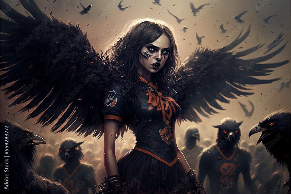 Cheerleader of Goth Highschool Football Team, Made by AI, Artificial ...