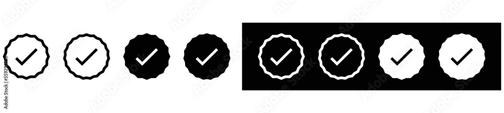 badge check mark icon set simple. style symbol, vector illustration ...