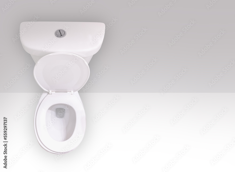 Top view of a Water-Saving Dual-Flush Toilet with two flush buttons or ...