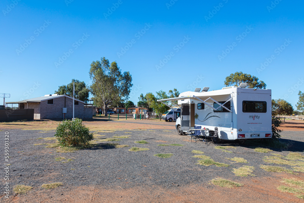 Outback, Australia - November 12, 2022: Motorhome camper van on road ...