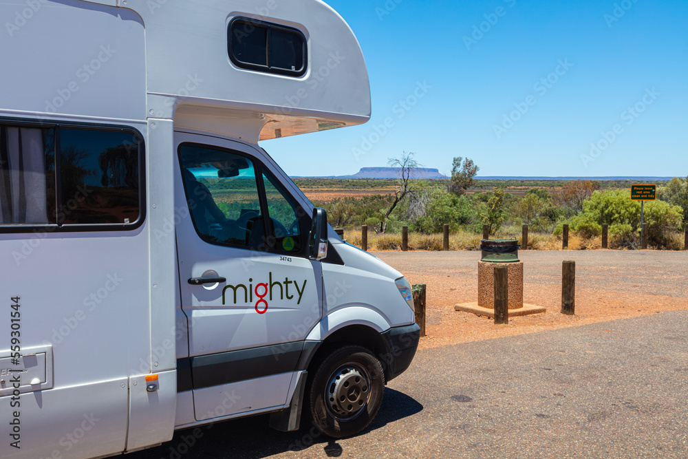 Outback, Australia - November 12, 2022: Motorhome camper van on road ...