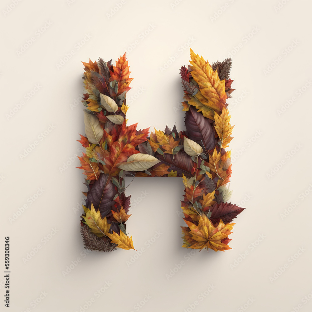 Autumn Alphabet - Letter H Stock Illustration | Adobe Stock