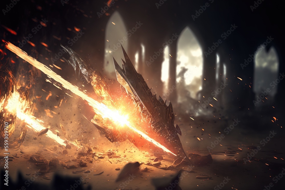 Warrior fighting scene. Flame. Medieval times. fantasy scenery. concept ...