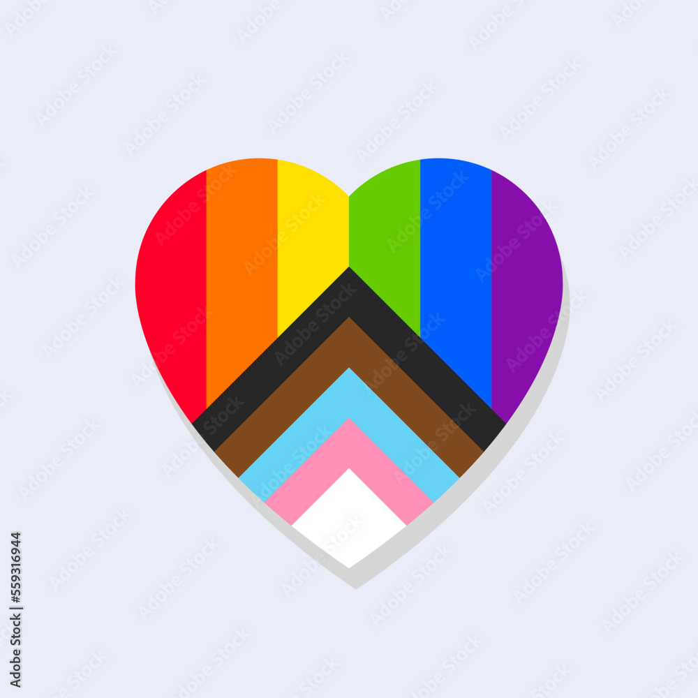Progress pride flag and heart shape concept. Symbol of love, acceptance ...