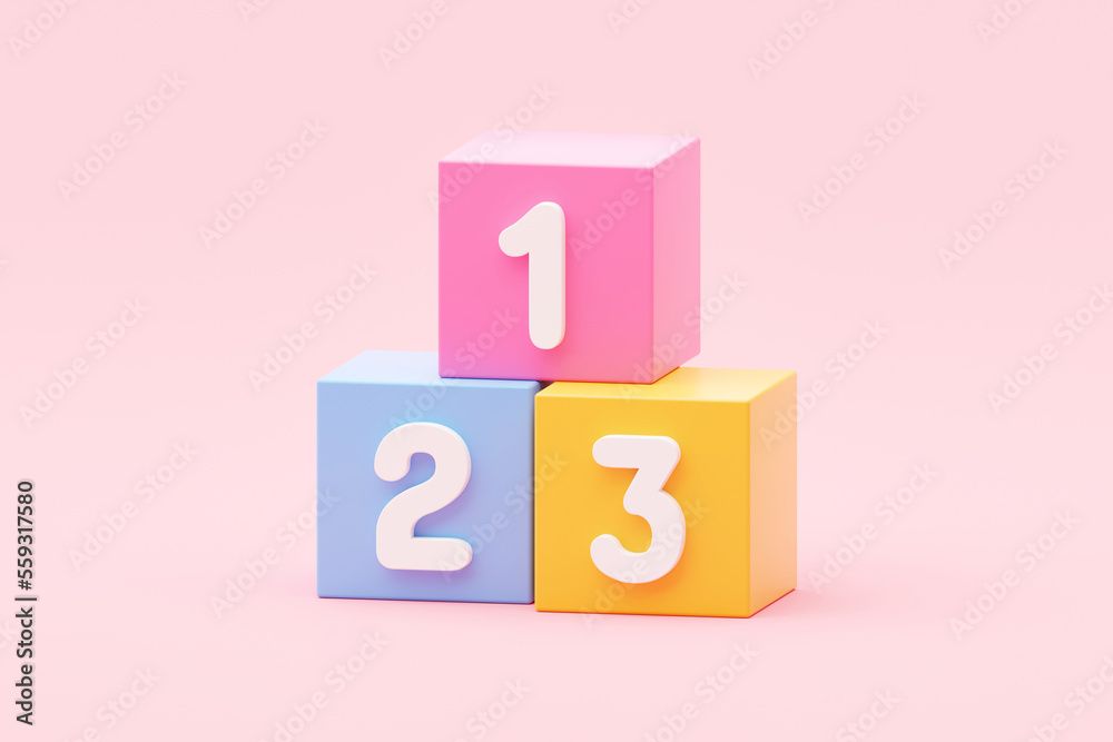 Preschool number 123 block 3d icon isolated on illustration background ...