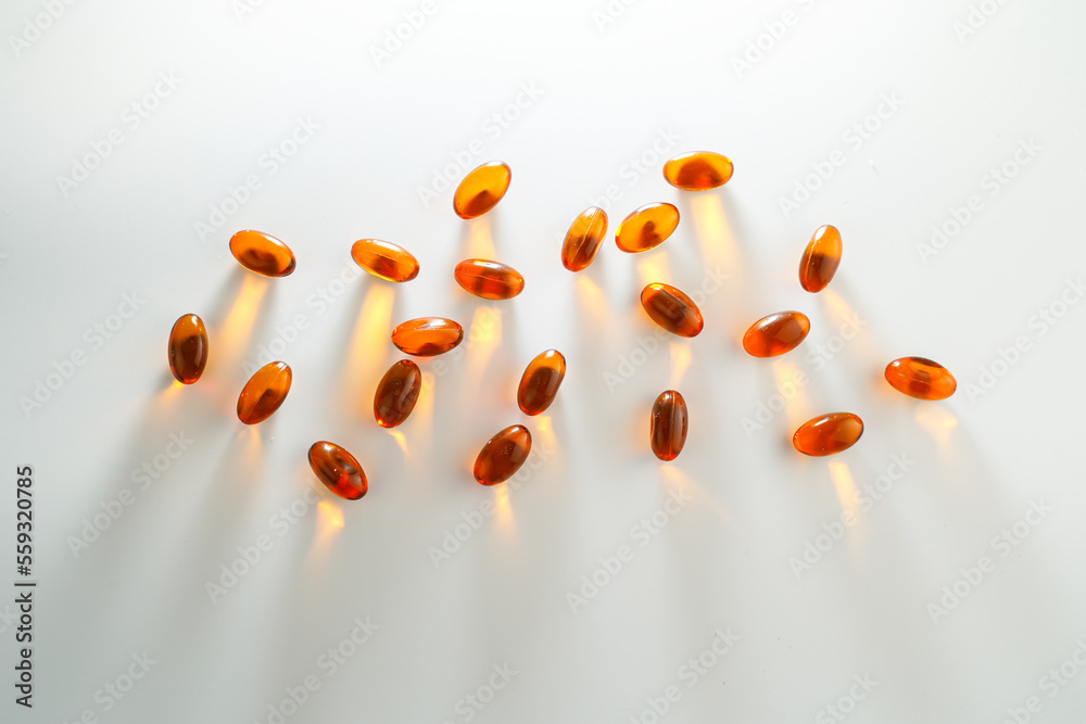 Soft gel, Close up of oil filled capsules, suitable for presenting food ...