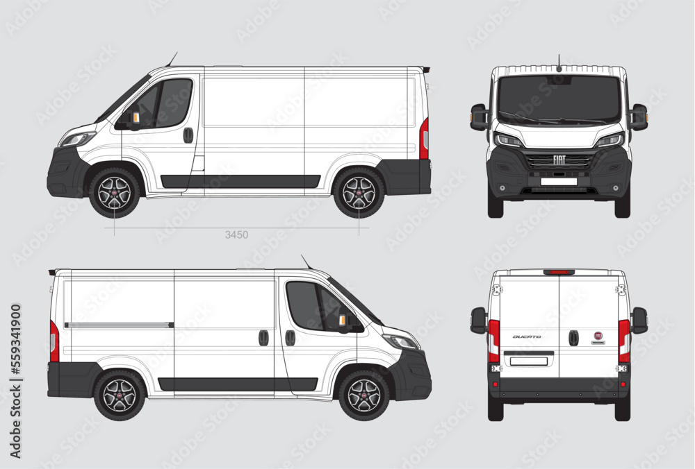 Cargo van Fiat Ducato vector template Stock Vector | Adobe Stock