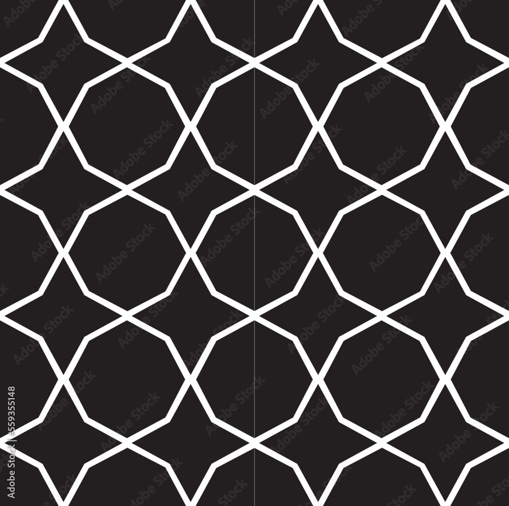Modern New Seamless Octagonal and star pattern blacked design Stock ...