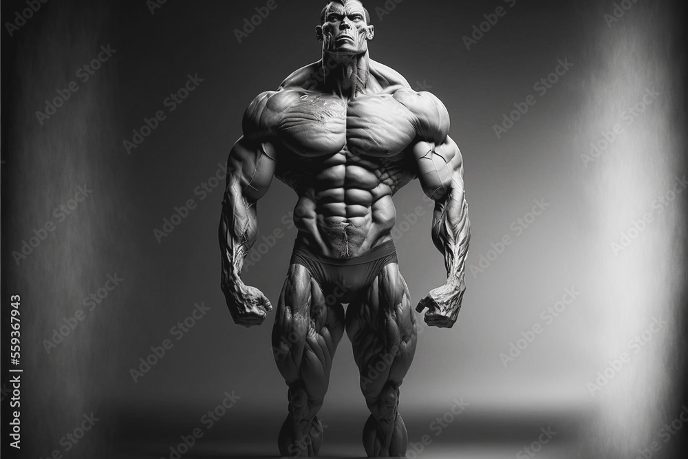 Bodybuilder man with giant muscles . generative AI Stock Illustration ...