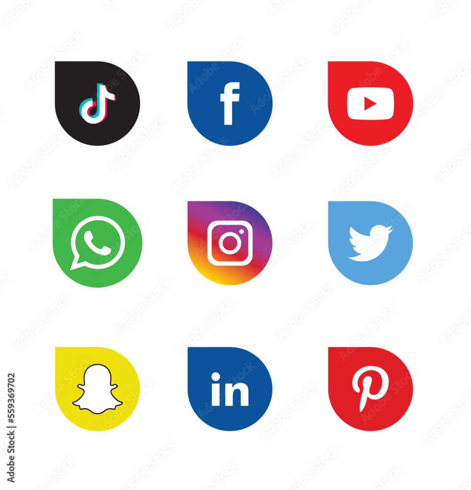 Social Media flat icons, Share, Like, Vector illustration Twitter ...