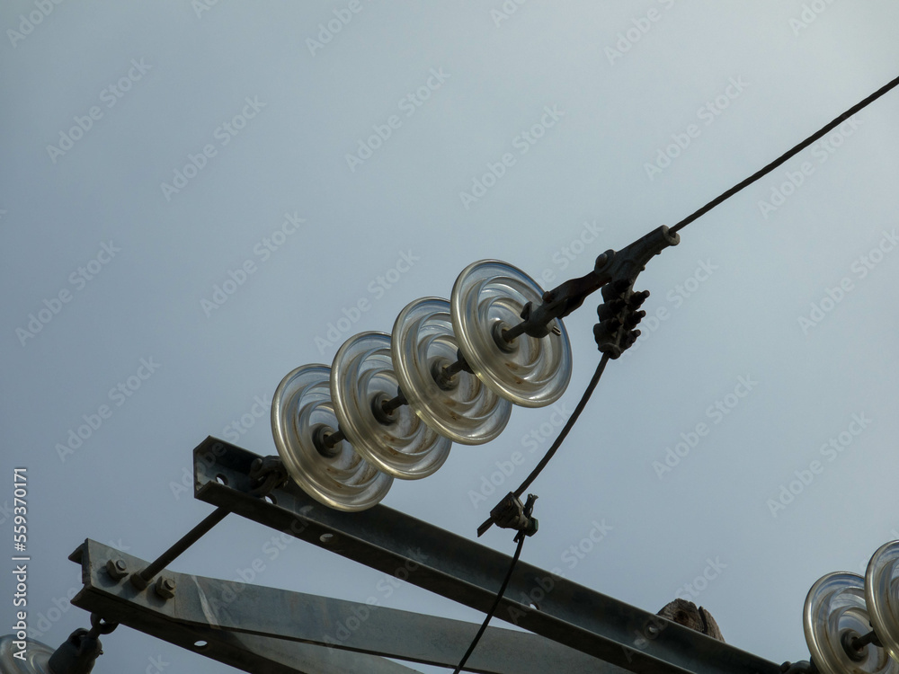 Zdjęcie Stock: Detai view of high-voltage insulating support of a ...