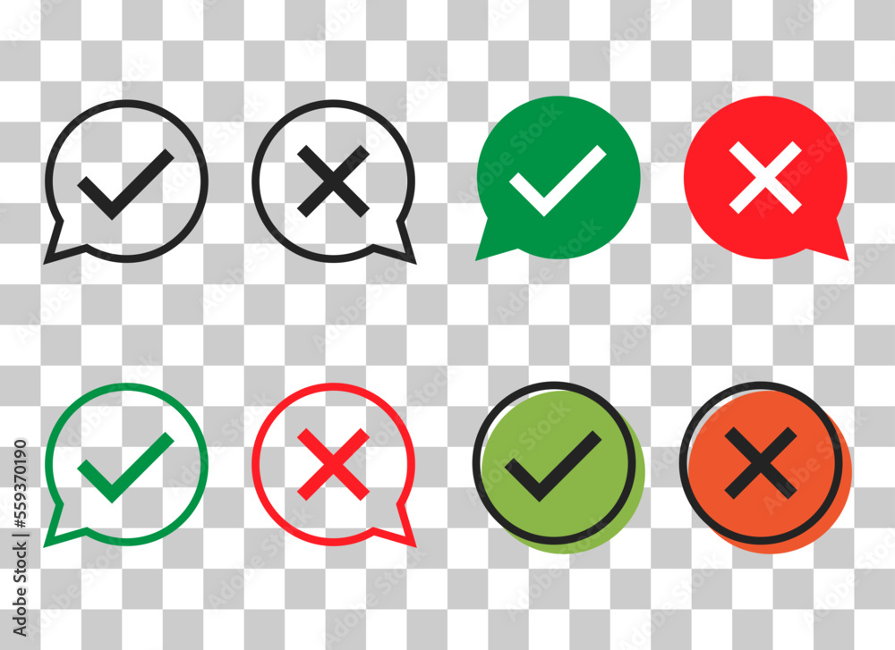 Set of check do dos mark, correct wrong sign, vector illustration ...