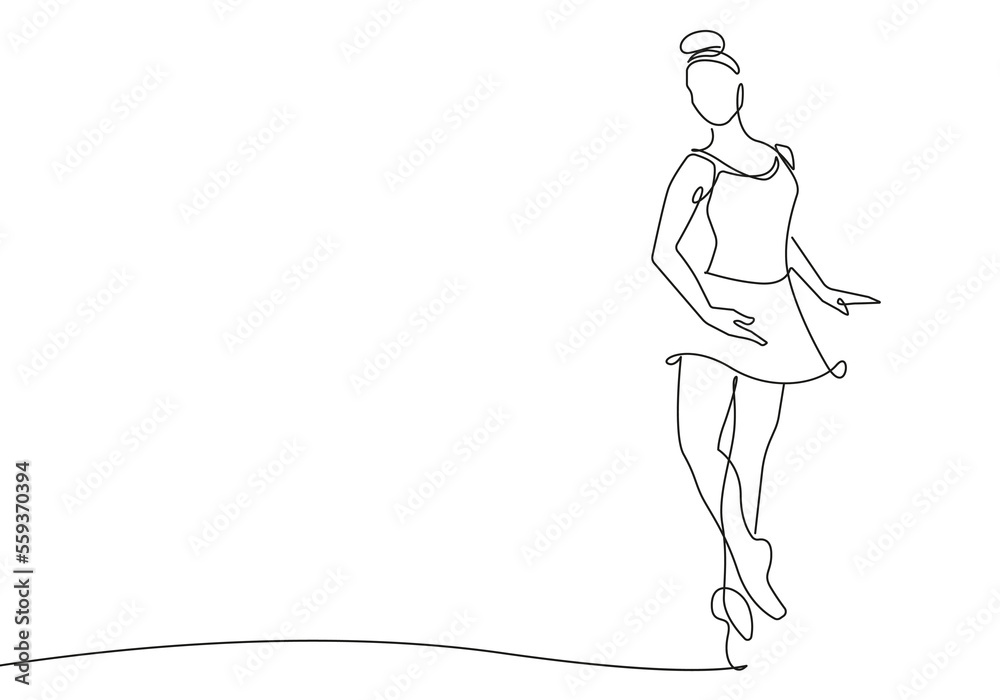 Ballerina Pose One Line Drawing Art. Woman Dance Pose Minimalist Style ...