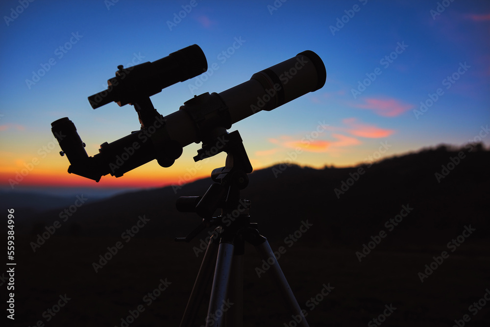 Astronomy telescope for observing night sky, Moon, planets, stars and ...