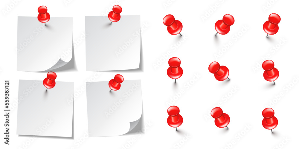 Realistic blank sticky notes isolated on white background. White sheets ...