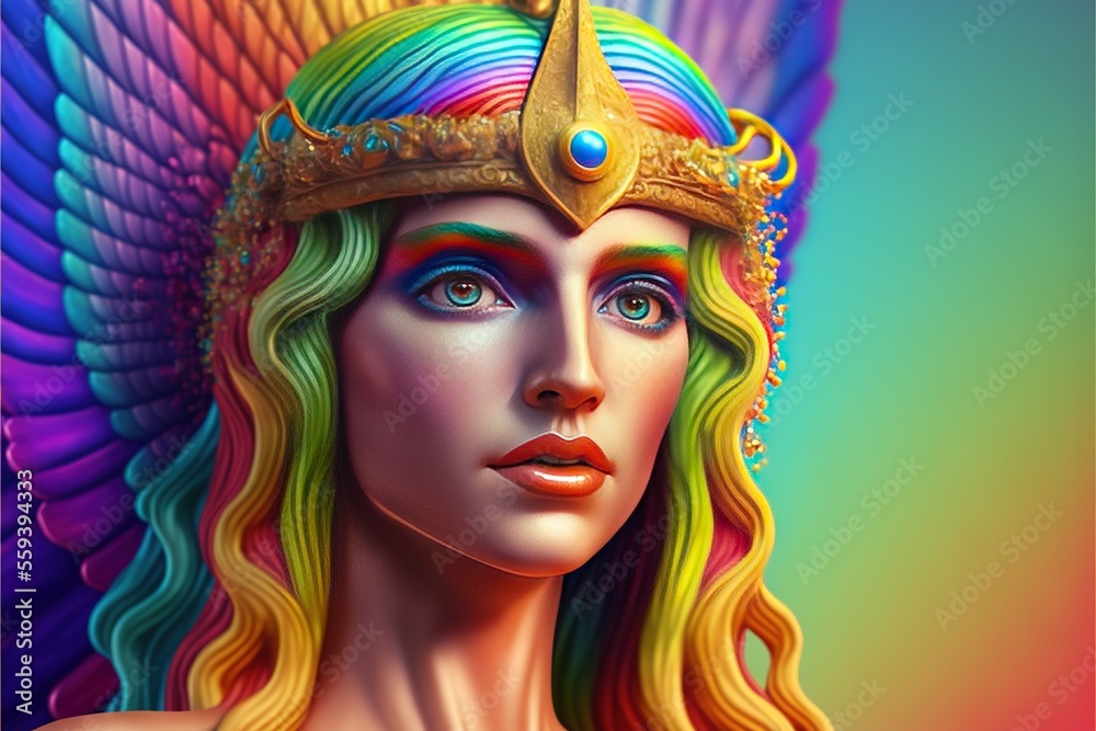 Iris, greek goddess of the rainbow and messenger of the gods, created ...