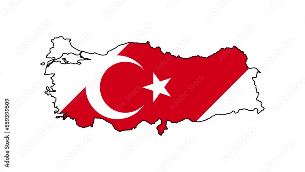 Turkey Map Outline Country Border on white background. Appearance ...
