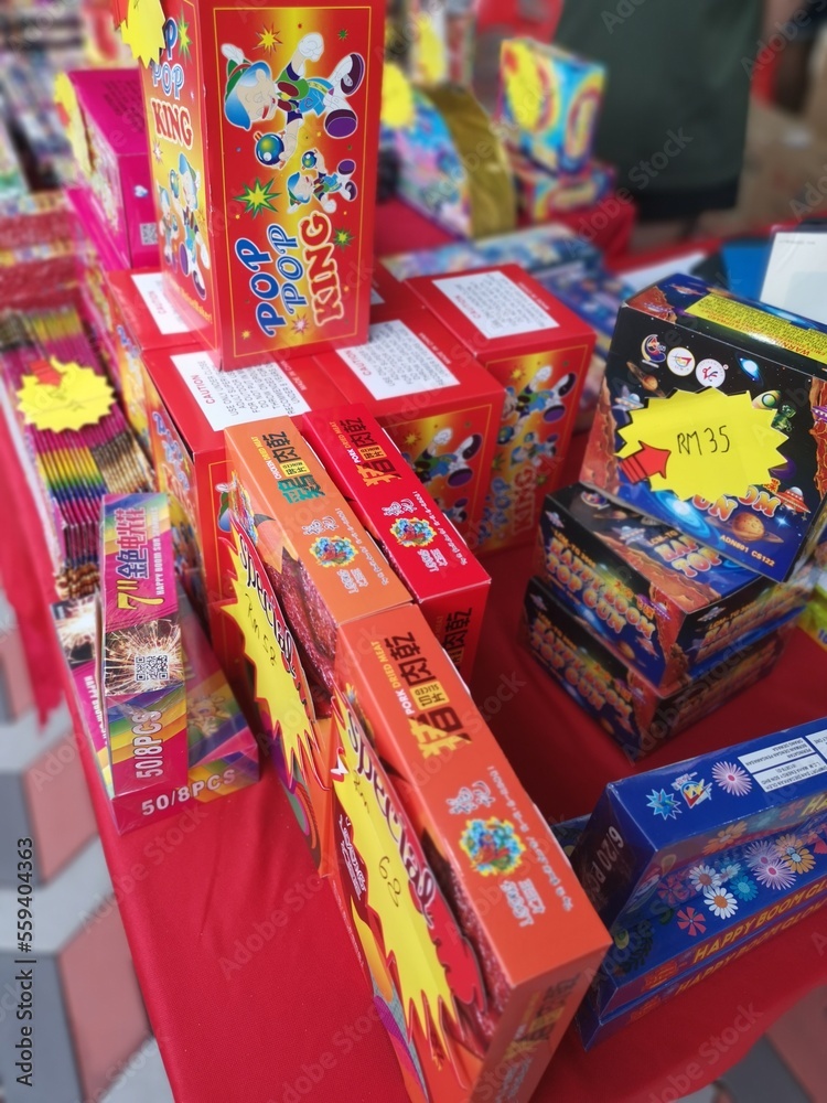Variety of different types firecrackers with discounts for the coming ...