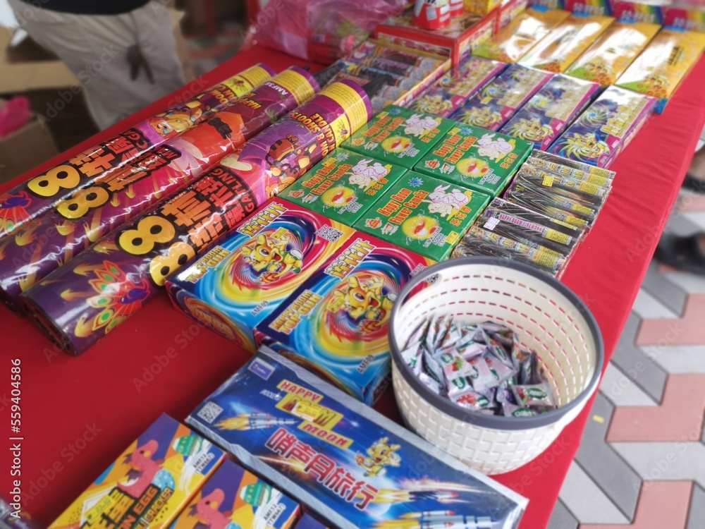 Variety of different types firecrackers with discounts for the coming ...