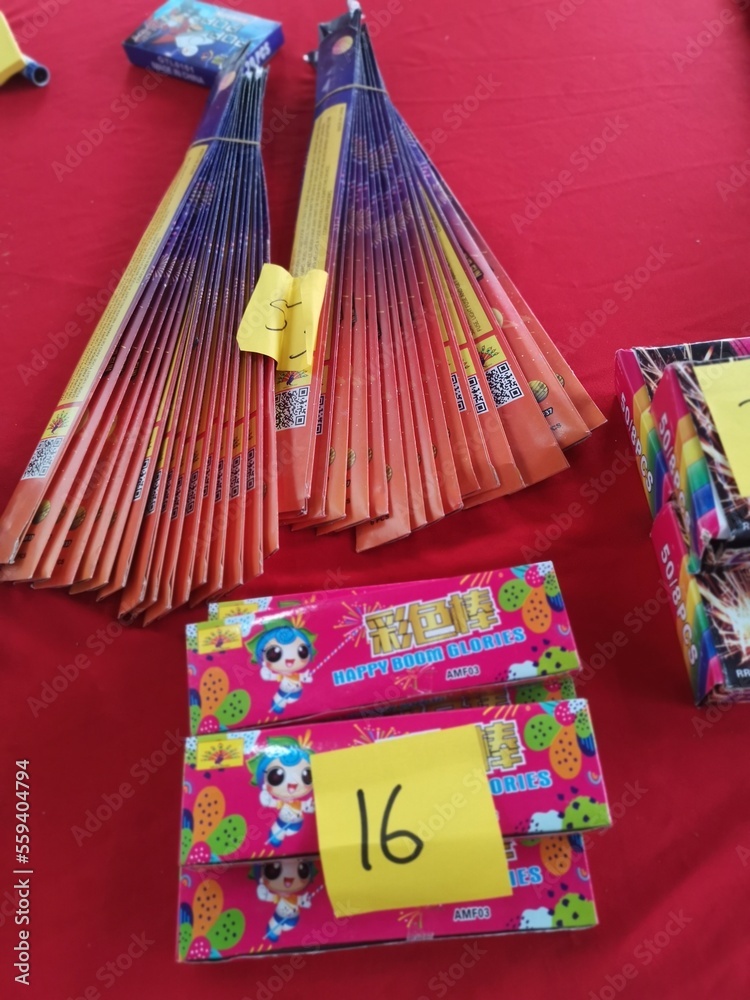 Variety of different types firecrackers with discounts for the coming ...