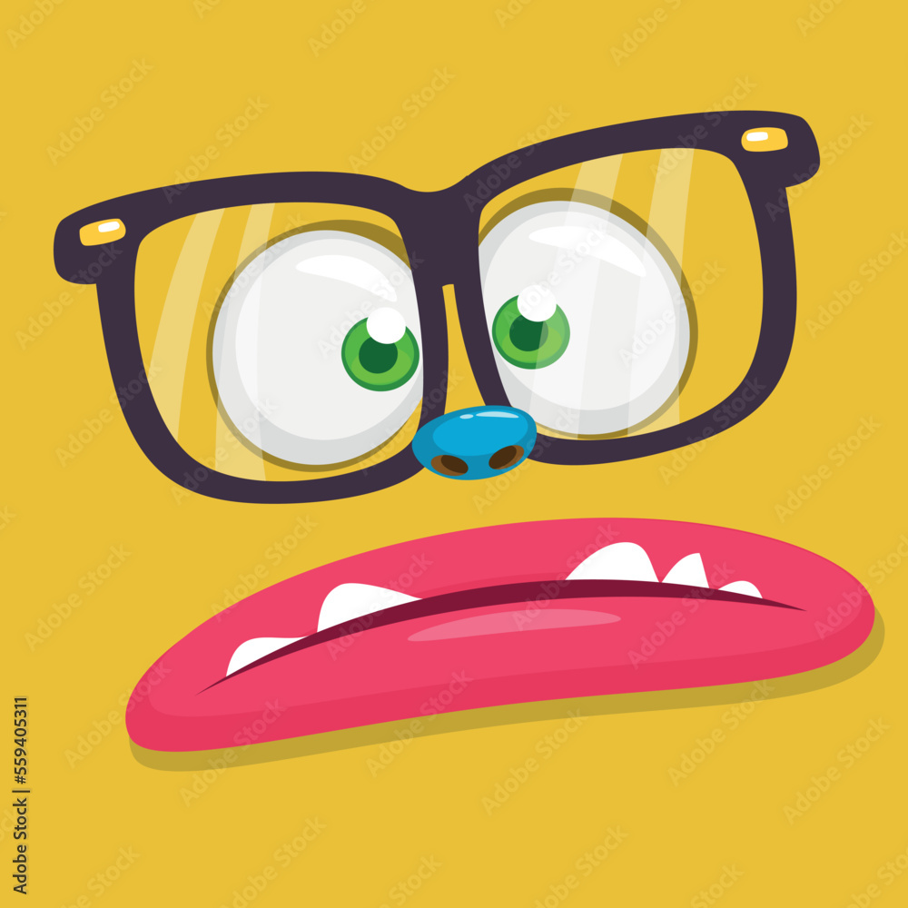 Funny cartoon monster character face expression. Illustration of cute ...