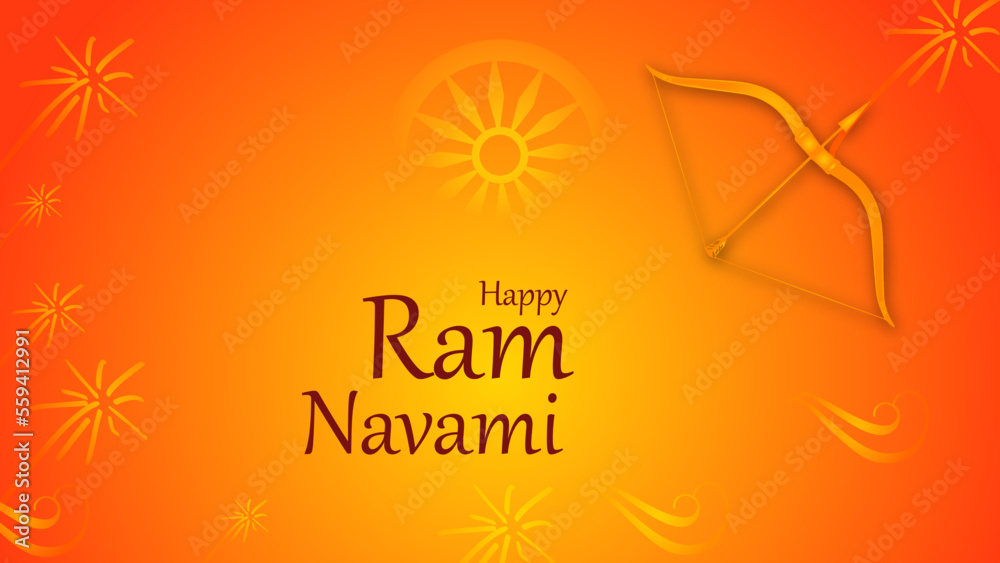 Happy Ram Navami traditional festival wishes card with arrow and chokro ...