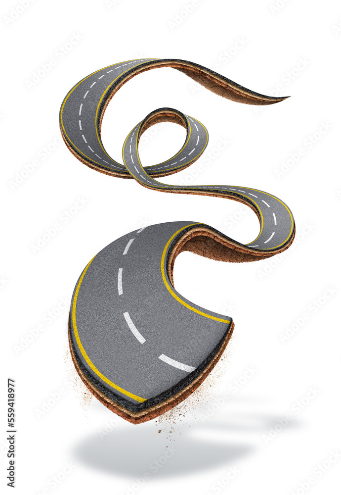 Floating road 3d illustration advertisement design. Realistic road ...