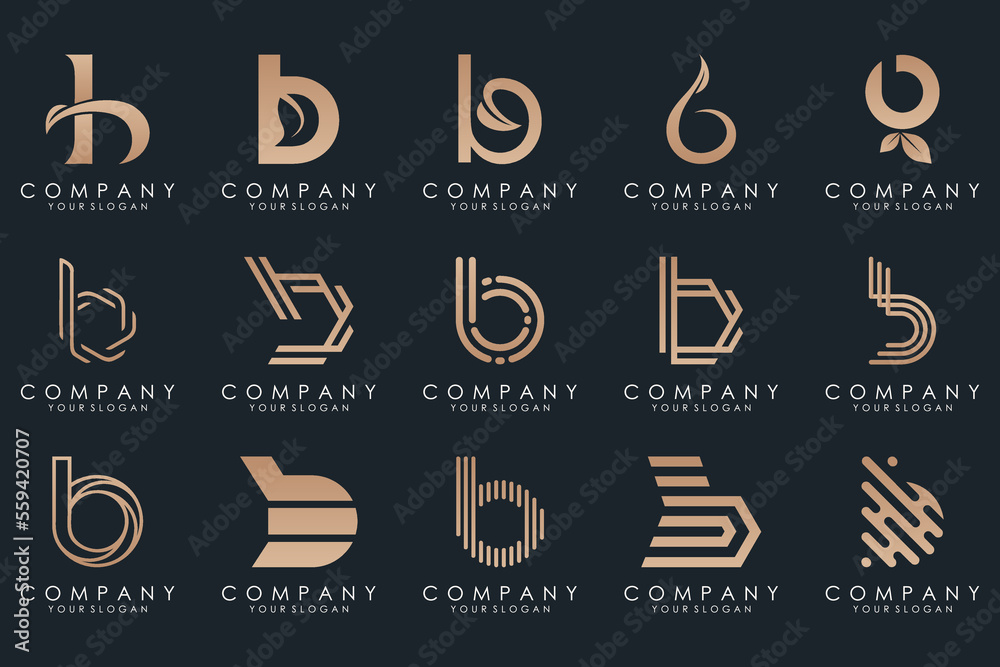 Set of creative letter b logo vector design bundle inspiration. Stock ...